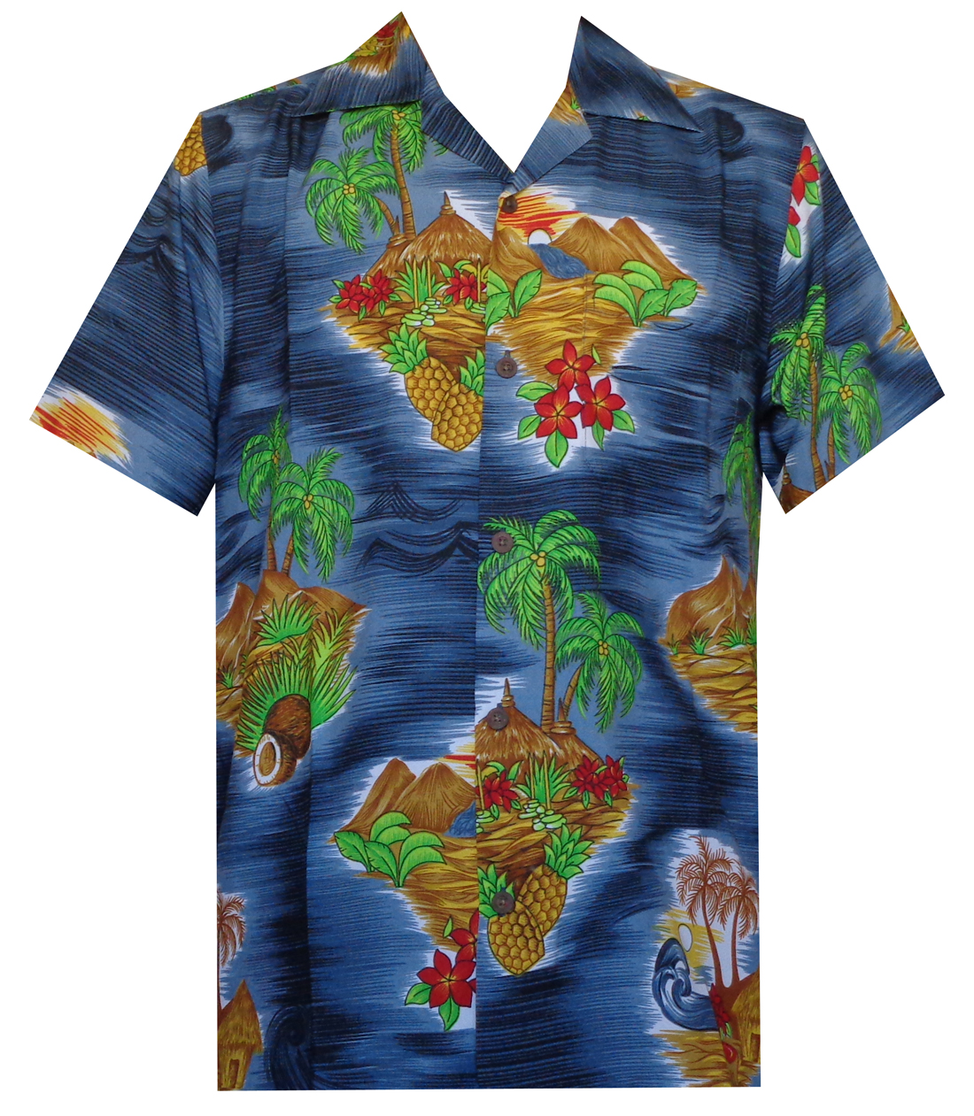 Hawaiian Shirt Mens Scenic Flower Print Beach Aloha Party Holiday Camp