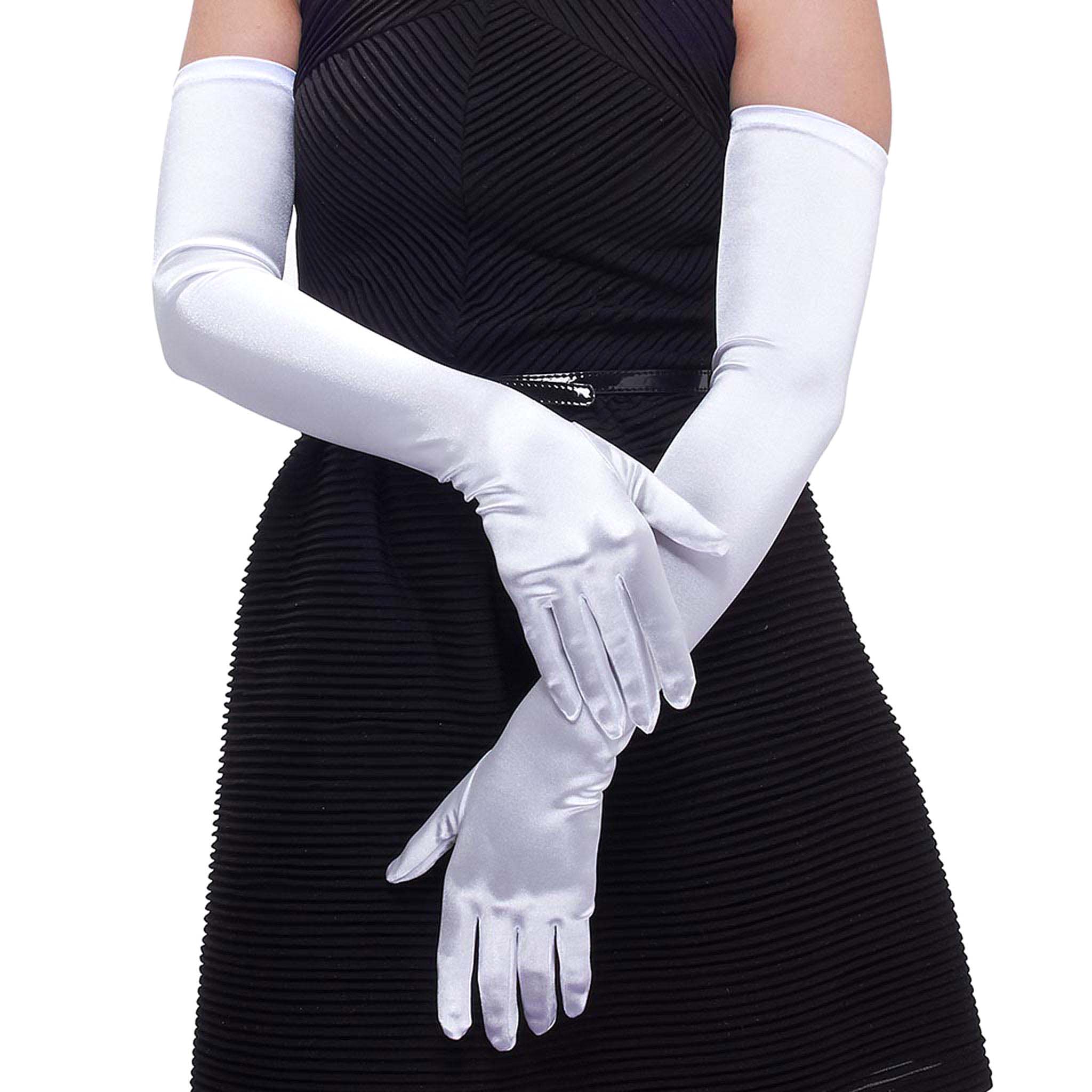 22 Classic Adult Size Opera Length Satin Gloves