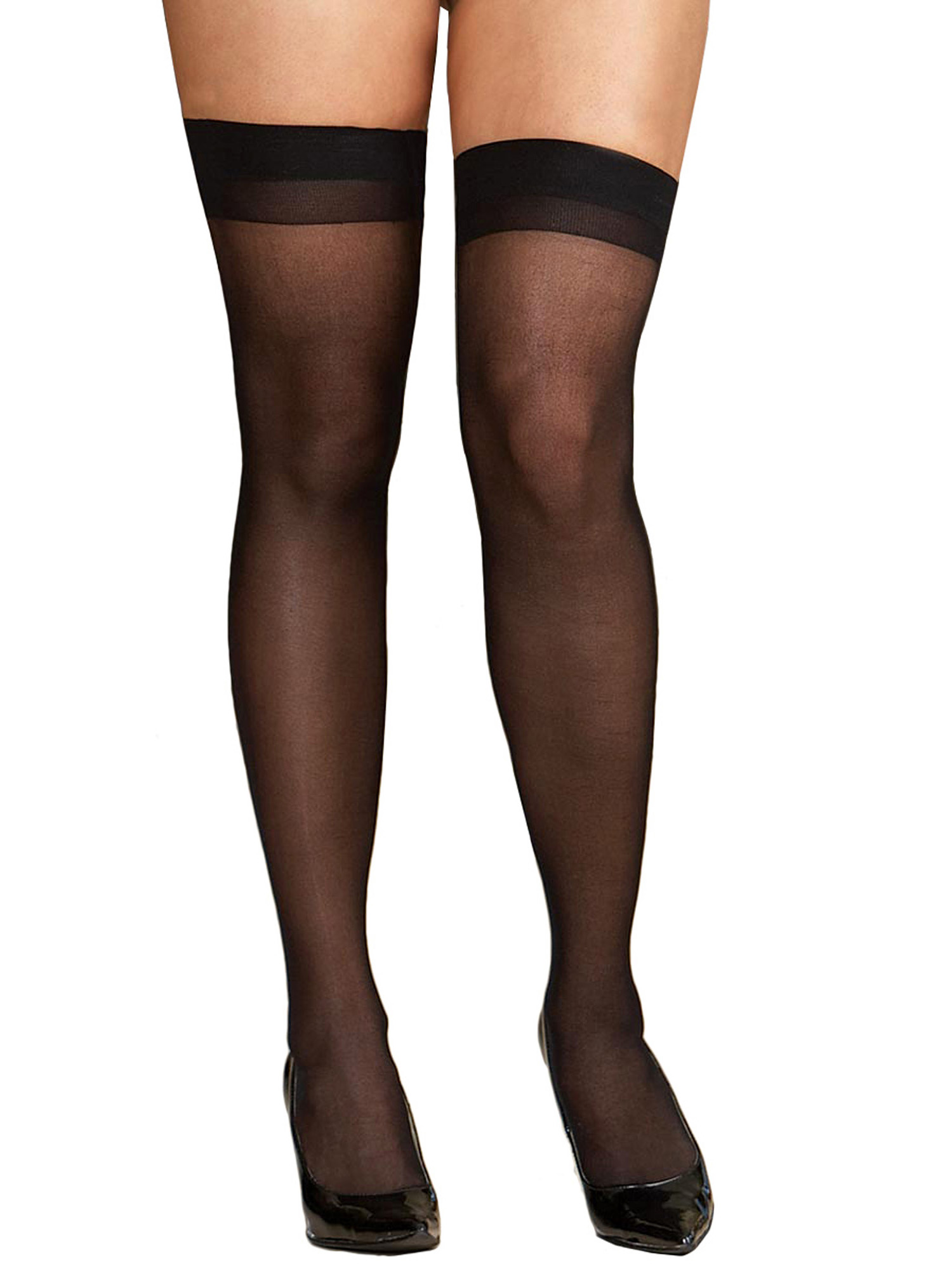 Plus Size Hosiery Lingerie Sheer Back Seam Thigh High Stocking Ebay