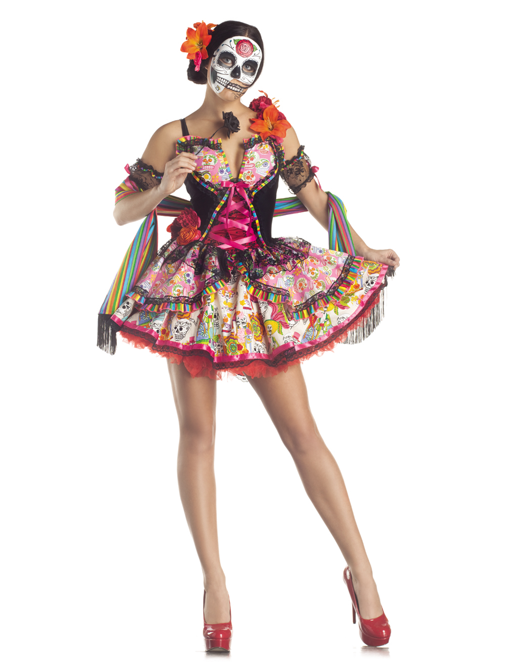 Day Of The Dead Mexican Holiday Adult Womens Halloween Costume Ebay