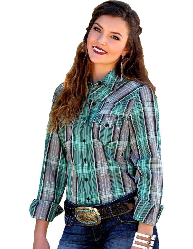 Cruel Girl Western Shirt Womens Ls Arena Fit Plaid Green Ctw7005001 Ebay