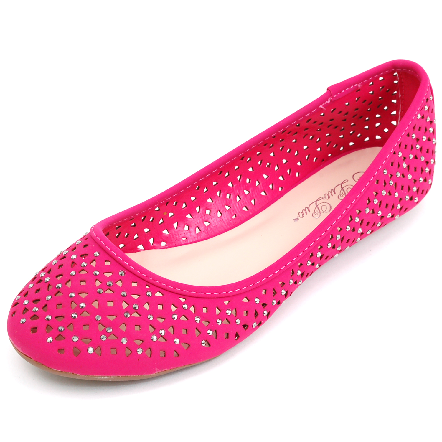 Womens Ballet Flats Perforated Rhinestone Embellished Spring Shoes