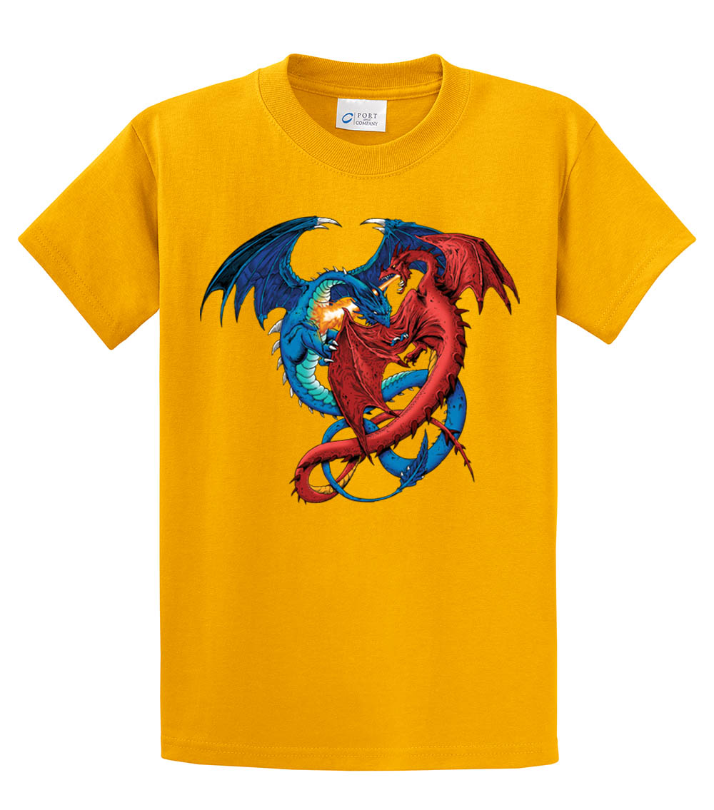 Dragon T Shirt Red And Blue Dragons Fighting