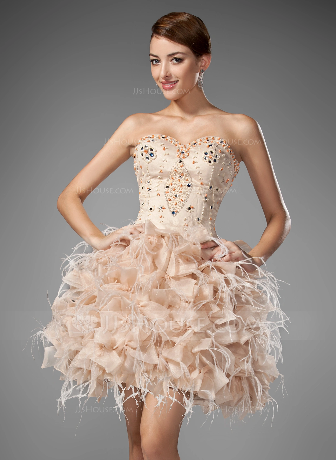 A Lineprincess Sweetheart Shortmini Satin Organza Homecoming Dress