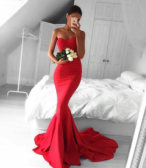 Sexy Strapless Mermaid Red Long Prom Dress Formal Evening Dress On Storenvy