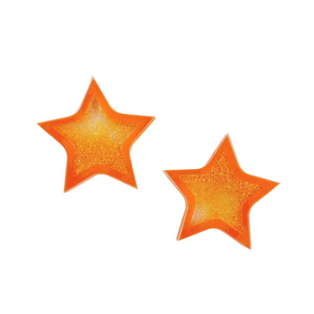 Aplique Estrela Acrílico Com Recheio Glitter 37 X 37 Cm Cor Laranja