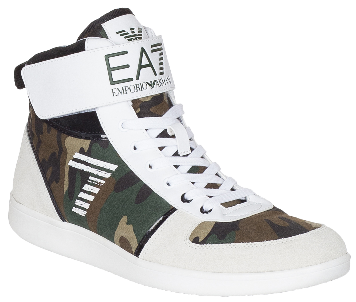 Emporio Armani Ea7 Mens High Top Camouflage Logo Sneakers Shoes