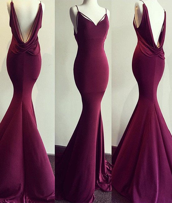 Hot Sexy Burgundy Mermaid Spaghetti Straps Long Prom Dress On Storenvy