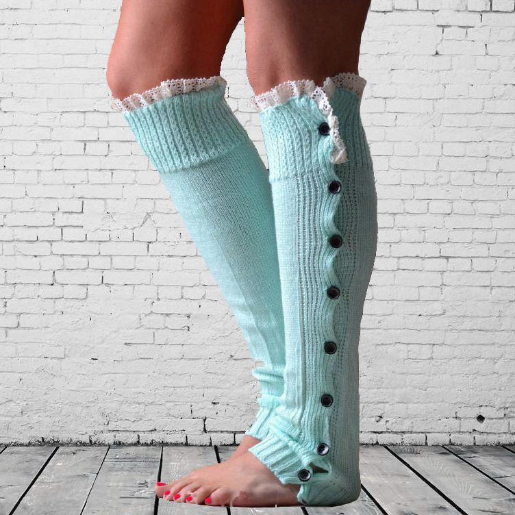 Free Shipping Lace And Button Decorated Knitted Leg Warmers On Storenvy