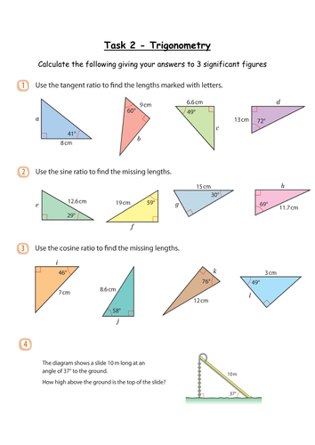 Trigonometry Missing Sides Grade B Level 8 By Whidds Teaching