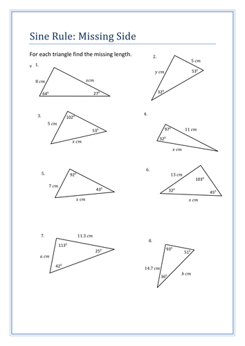 Law Of Sines Homework Answers