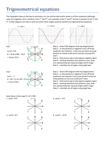 Trig Equations Using Cast Diagram By Tristanjones Teaching Resources