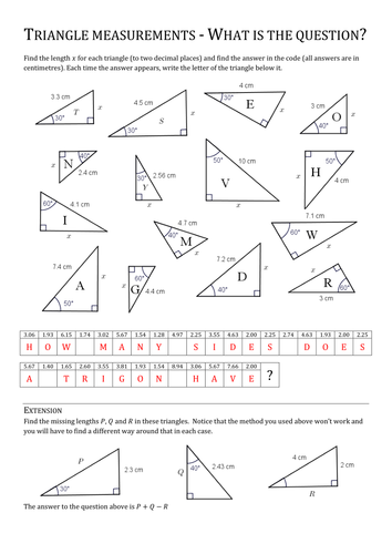 Trigonometry Ratios Worksheet