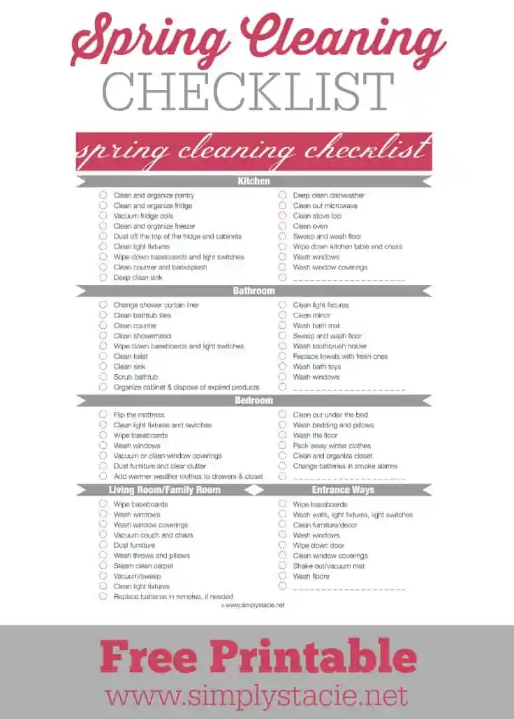 Spring Cleaning Printable Checklist