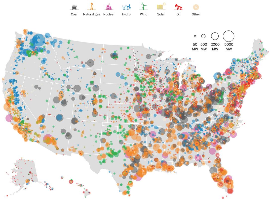 United States Electricity Map Flowingdata