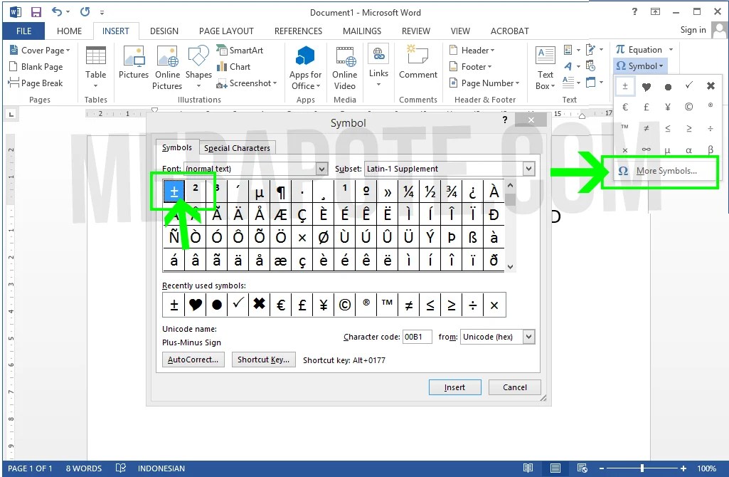 Simbol Lebih Besar Sama Dengan Di Word Cara Menyisipkan Simbol 49476