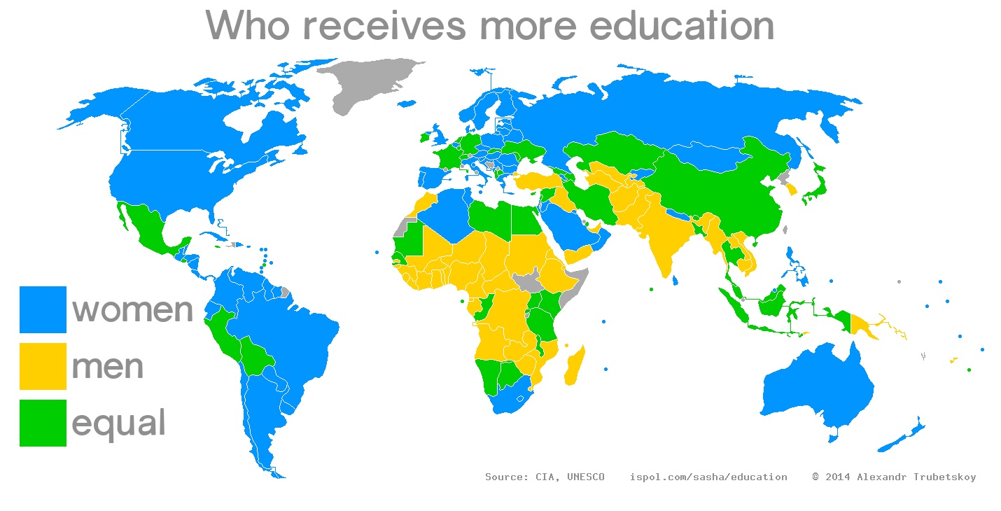 Map Which Sex Receives More Education Worldwide