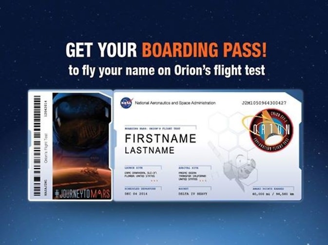 Nasa Invites You To Send Your Name To Mars Via The First Orion Test