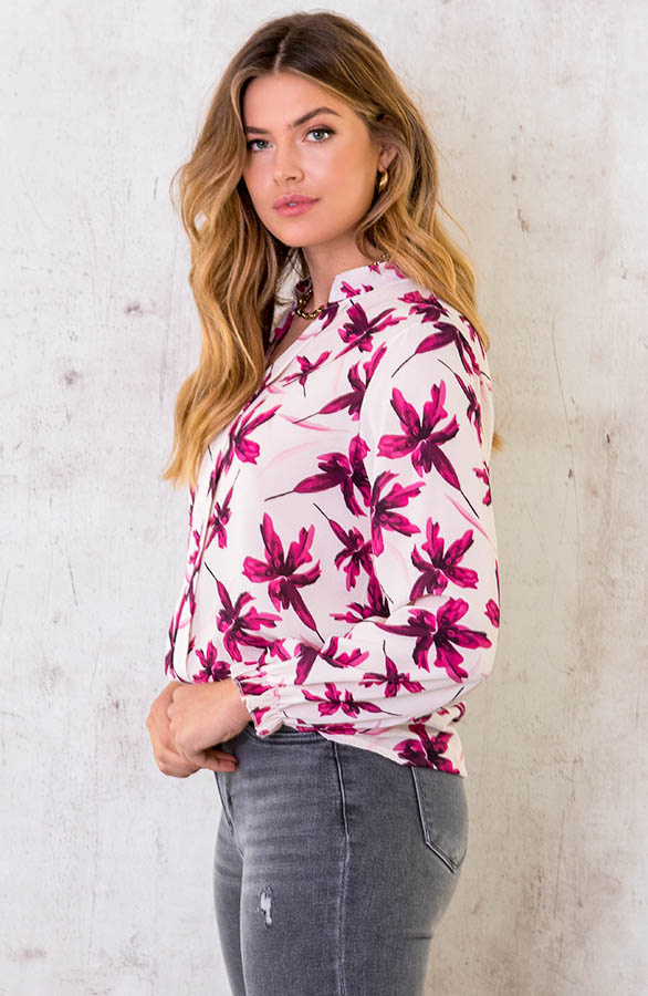 Bloemen Blouse Dames Ecru Roze Fashionmusthavesnl