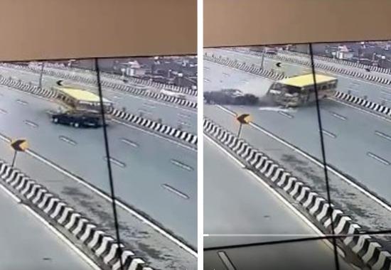 Watch School Bus Collides With Car In A Horrific Accident On Delhi