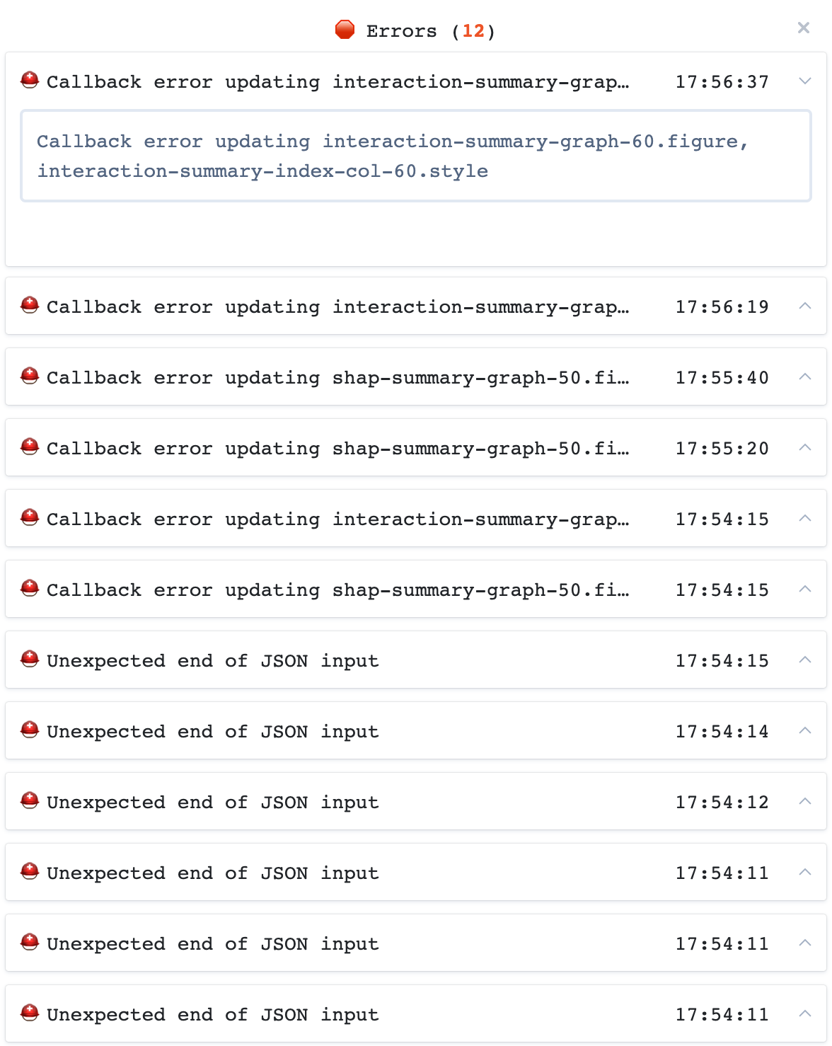 Detailed Summary Type Does Not Work Callback Error Updating