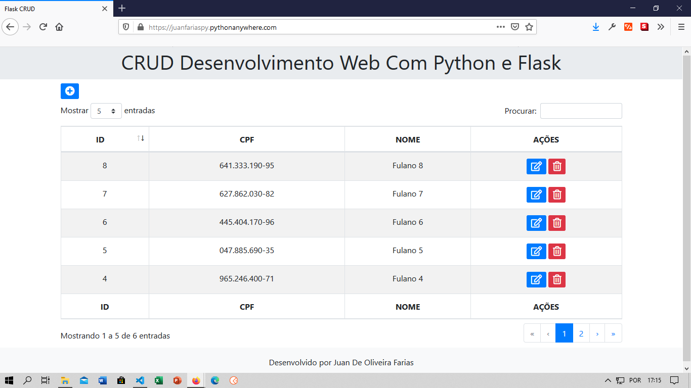 Github Juanfariasgitflask Crud Projeto Crud Usando Ajax Jquery