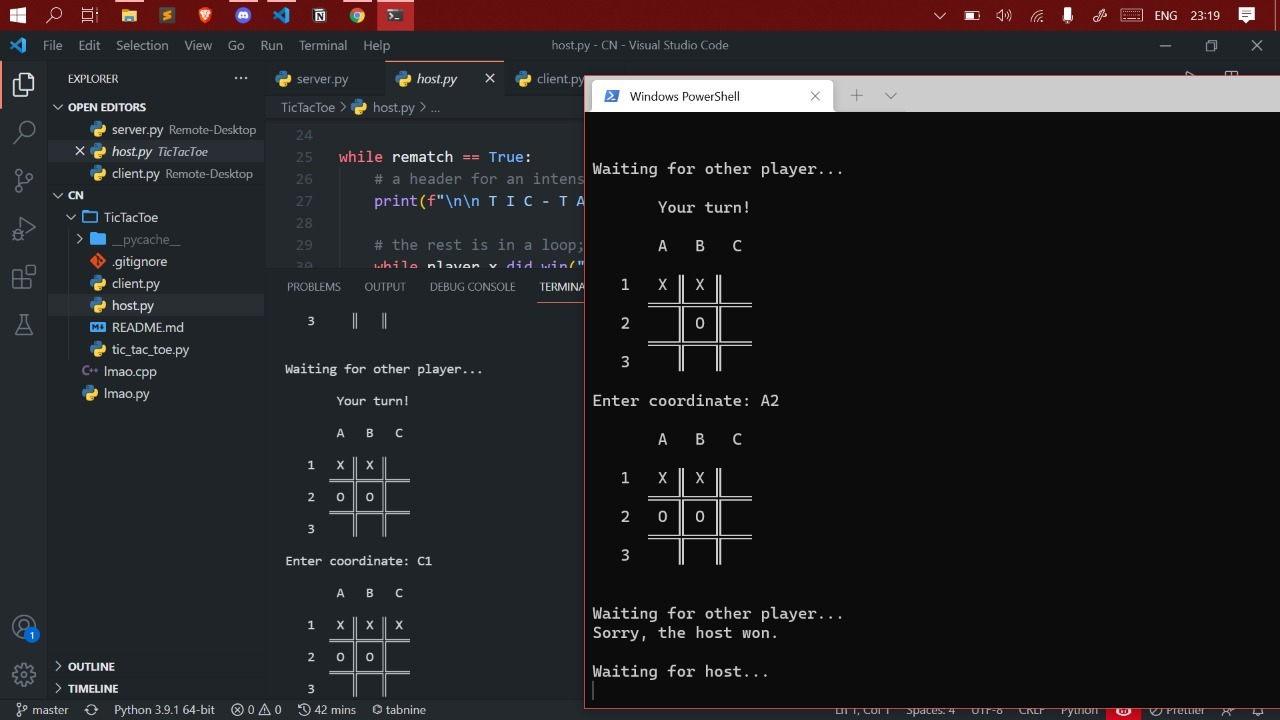 A Simple Game Of Tic Tac Toe Developed In Python