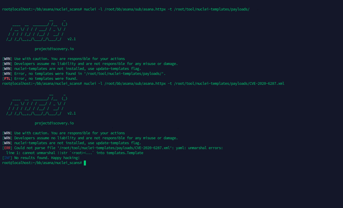 Payload Tamplate Showing Error · Issue 291 · Projectdiscoverynuclei