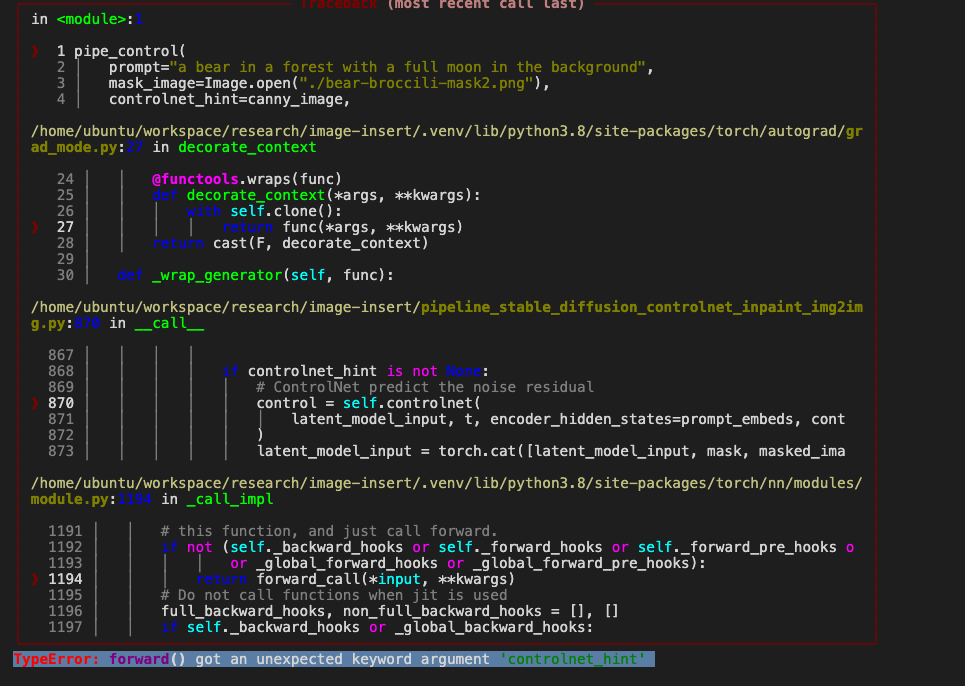 Typeerror Forward Got An Unexpected Keyword Argument Controlnet