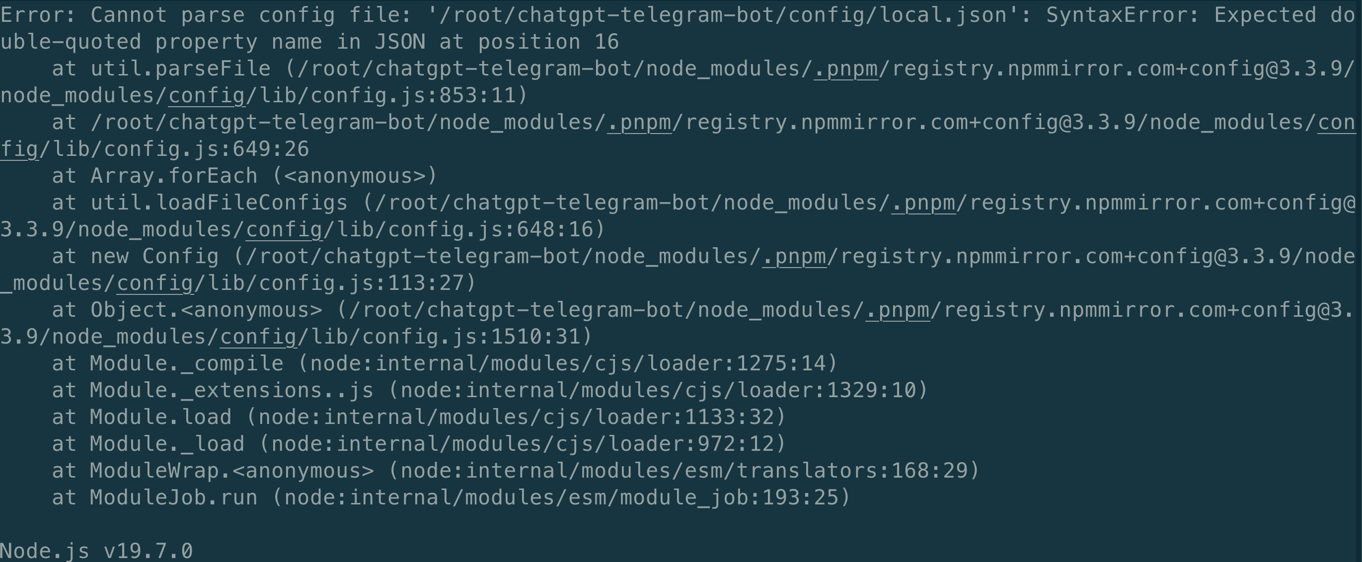 Error Cannot Parse Config File Rootchatgpt Telegram Botconfig