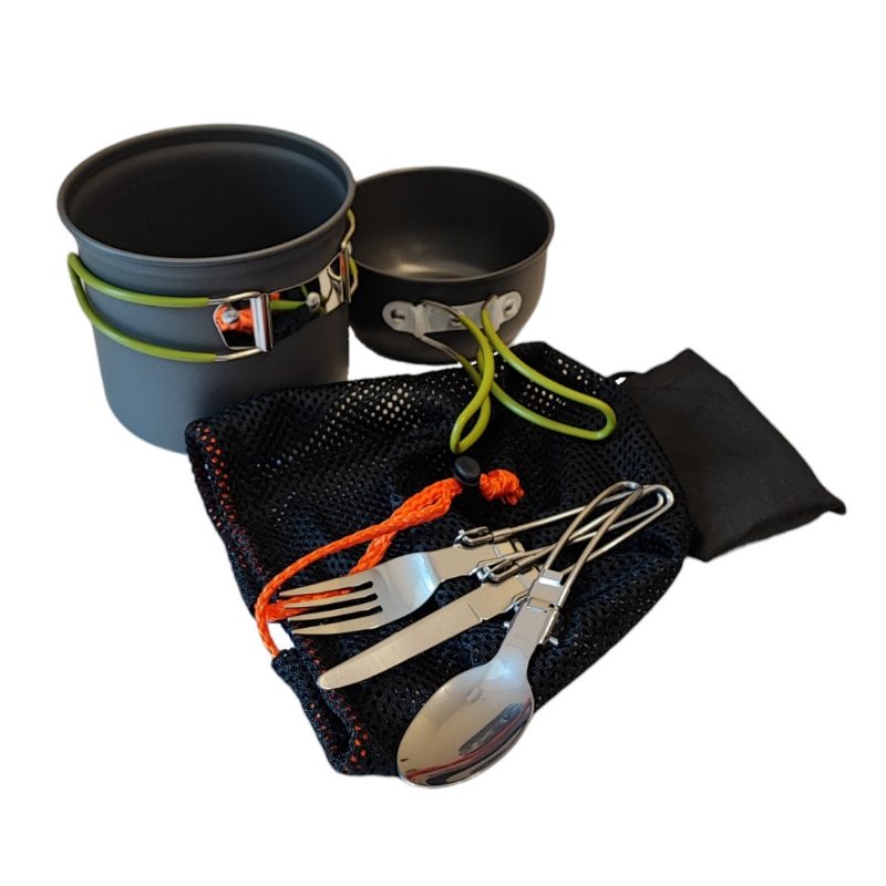 Warrior Camping Set Warrior Aluminium Bagged With Folding Cutlery