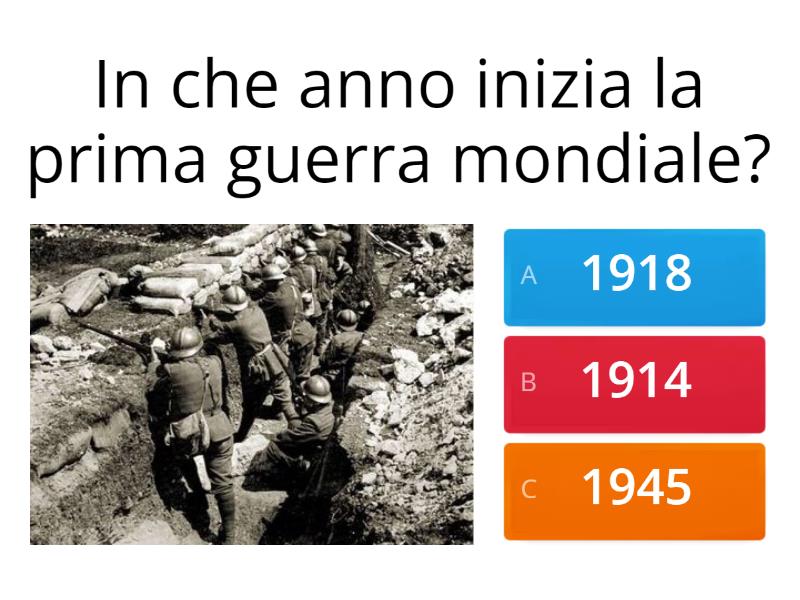 La Prima Guerra Mondiale Quiz