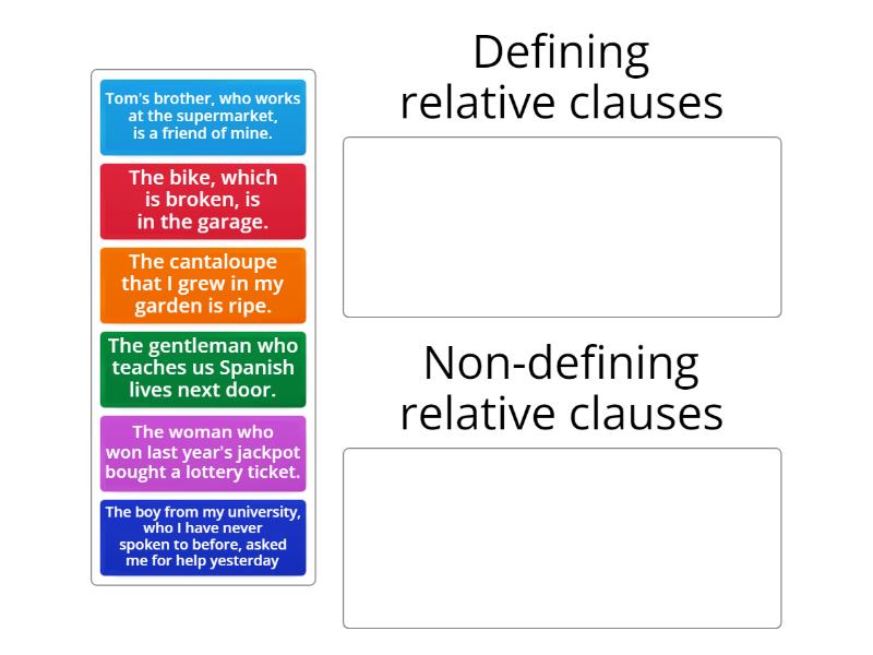 Defining Vs Non Defining Relative Clauses Group Sort