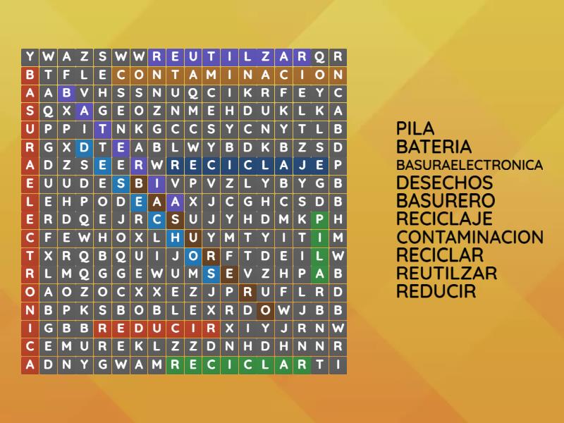 Sopa De Letras Sobre La Contaminacion Wordsearch