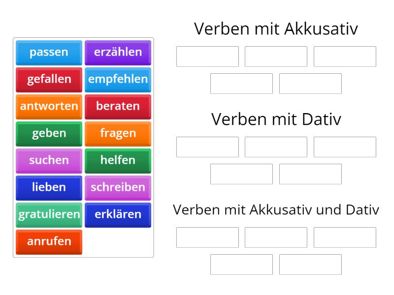 Verben Mit Akk Dat Akk Und Dativ Group Sort