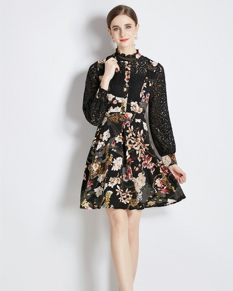 【s 2xl】海外セレブ大きいサイズ Retro Floral Dress♡e628 Luvxy