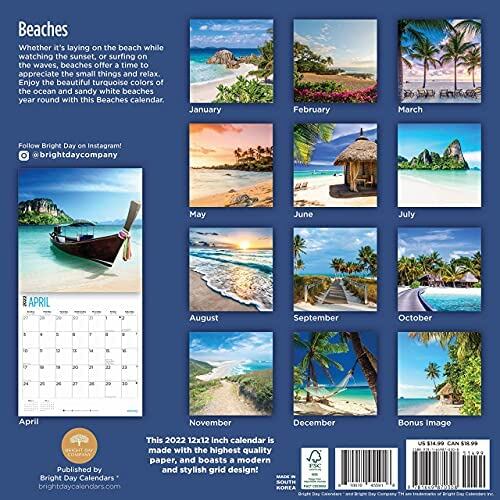 2022 Beaches Wall Calendar By Bright Day 12 X 12 Inch Beautiful