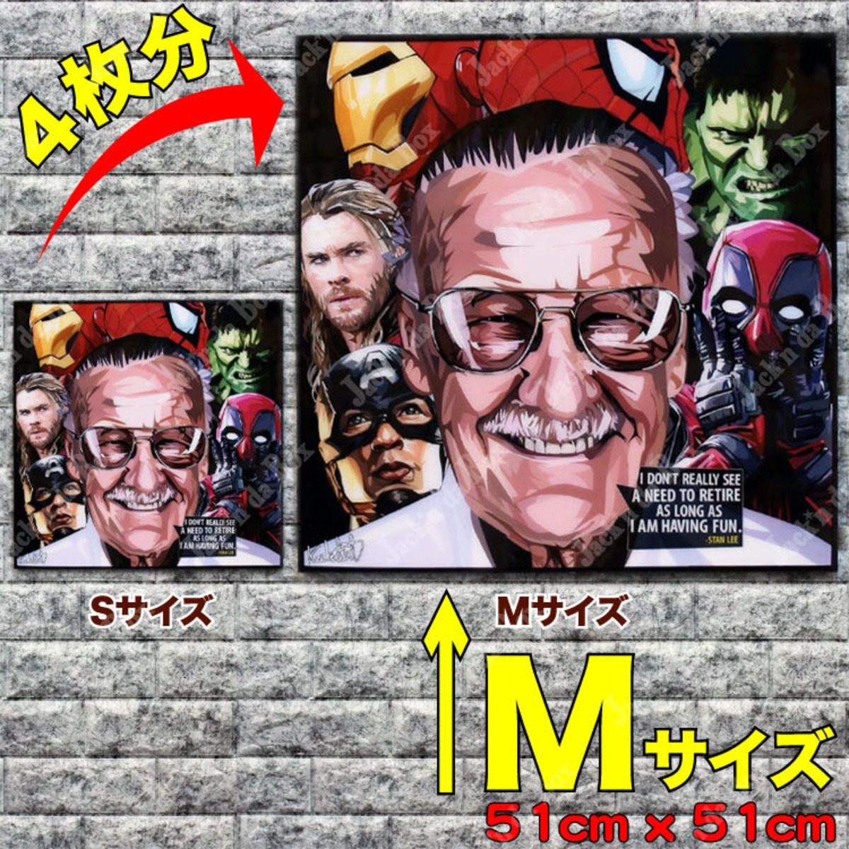 Mサイズ【100本物 Jackn Da Box 直営販売】keetata Popart スタンリーandヒーローズ Marvel