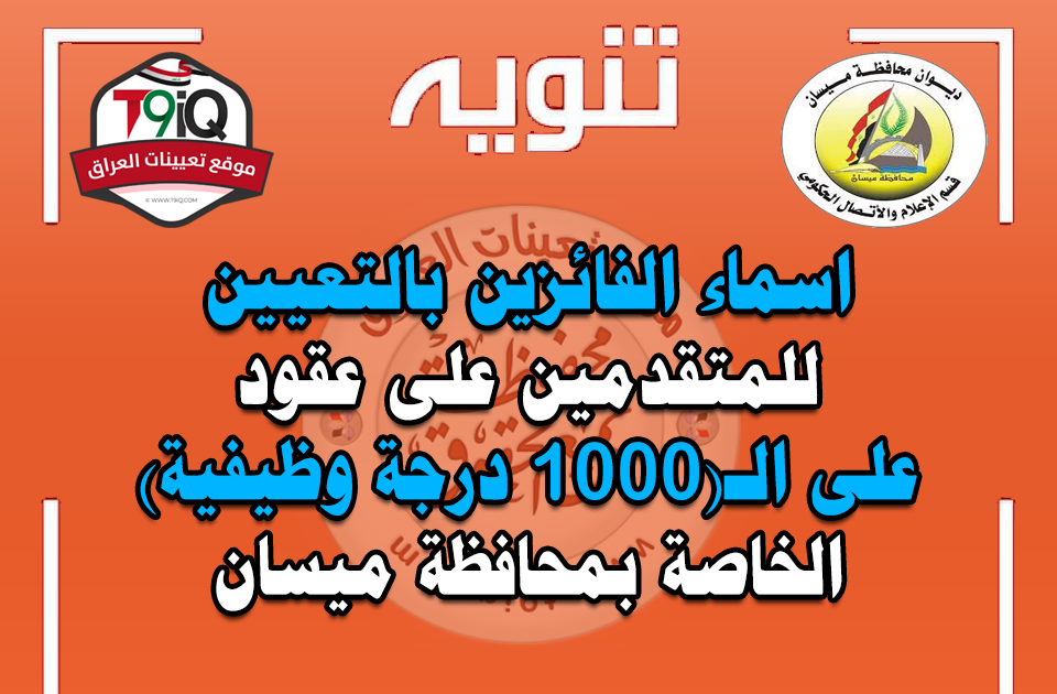 عاجل اسماء الفائزين بالتعيين على تعيينات عقود الـ 1000 درجة وظيفية