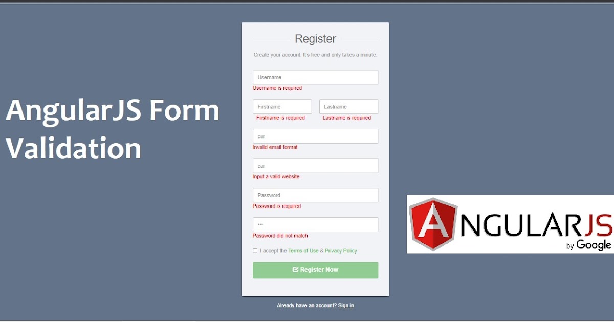 Angularjs Form Validation Tutorial101