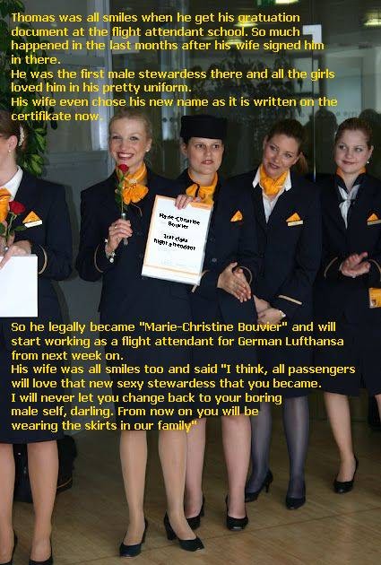 Sissy Captions Flight Attendant School