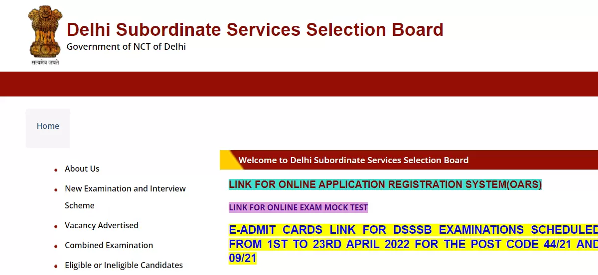 Delhi Subordinate Service Selection Board Job Recruitment 2022 Apply