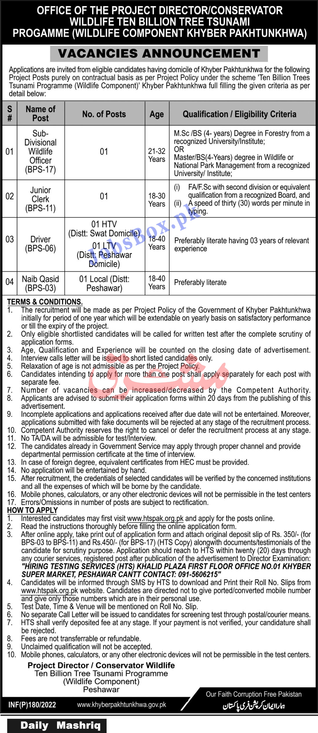 Forestry Environment And Wildlife Department Kpk Jobs 2022