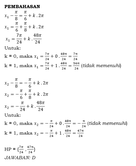 Himpunan Penyelesaian Dari Cos X Π8 ½ √3 Fisika And Matematika