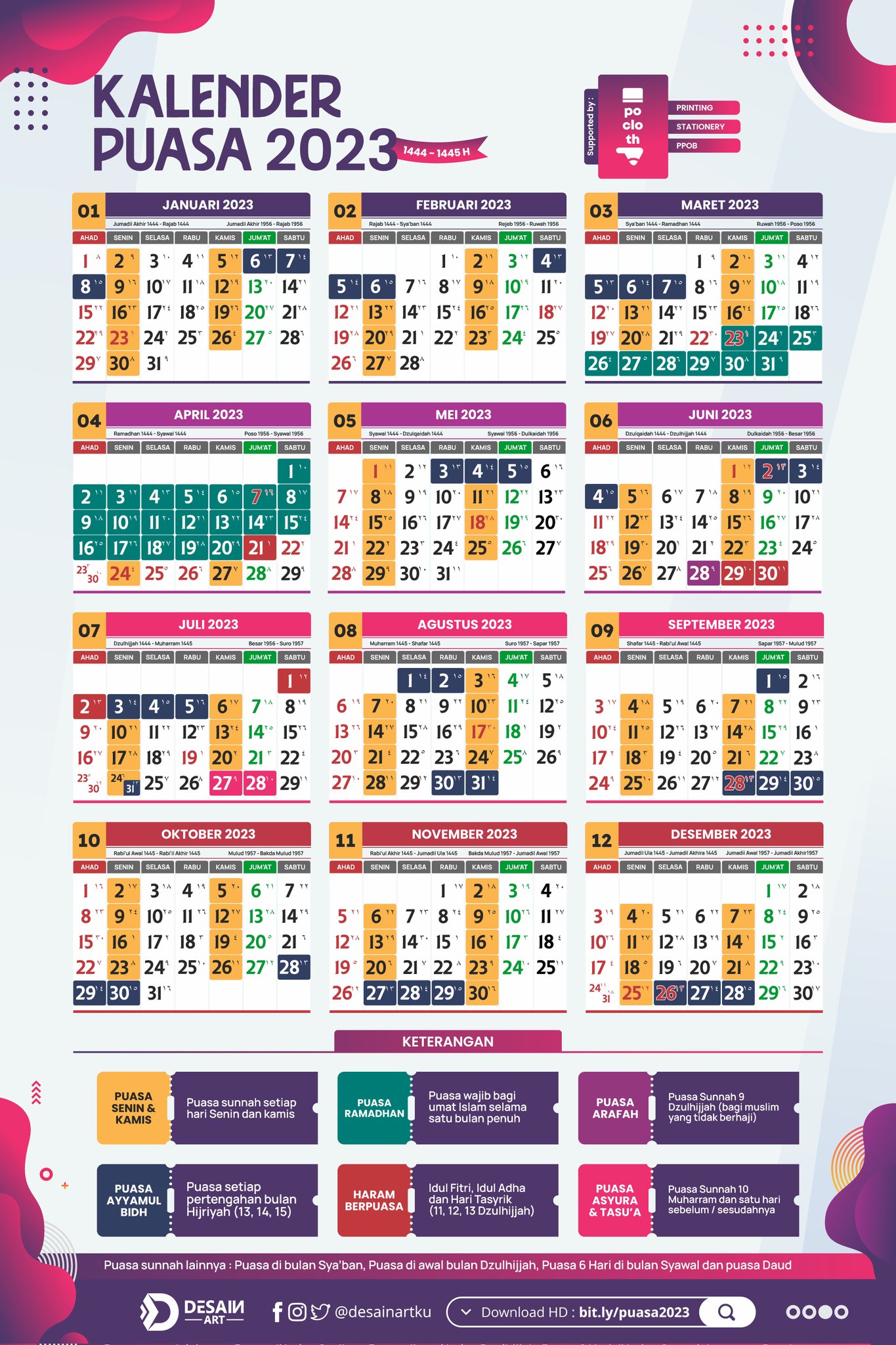 Foto Dakwah Download Kalender Tahun 2023 Dengan Tanggal Puasa Sunnah Hd