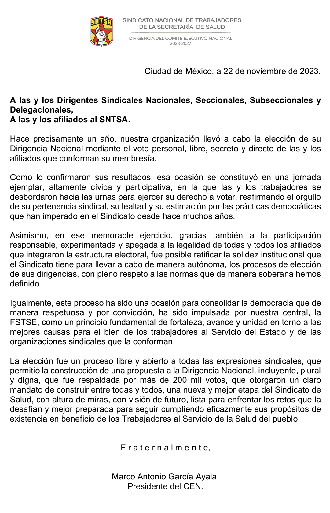 SecciÓn No 79 Sntsa Comunicado Cen Del Sntsa