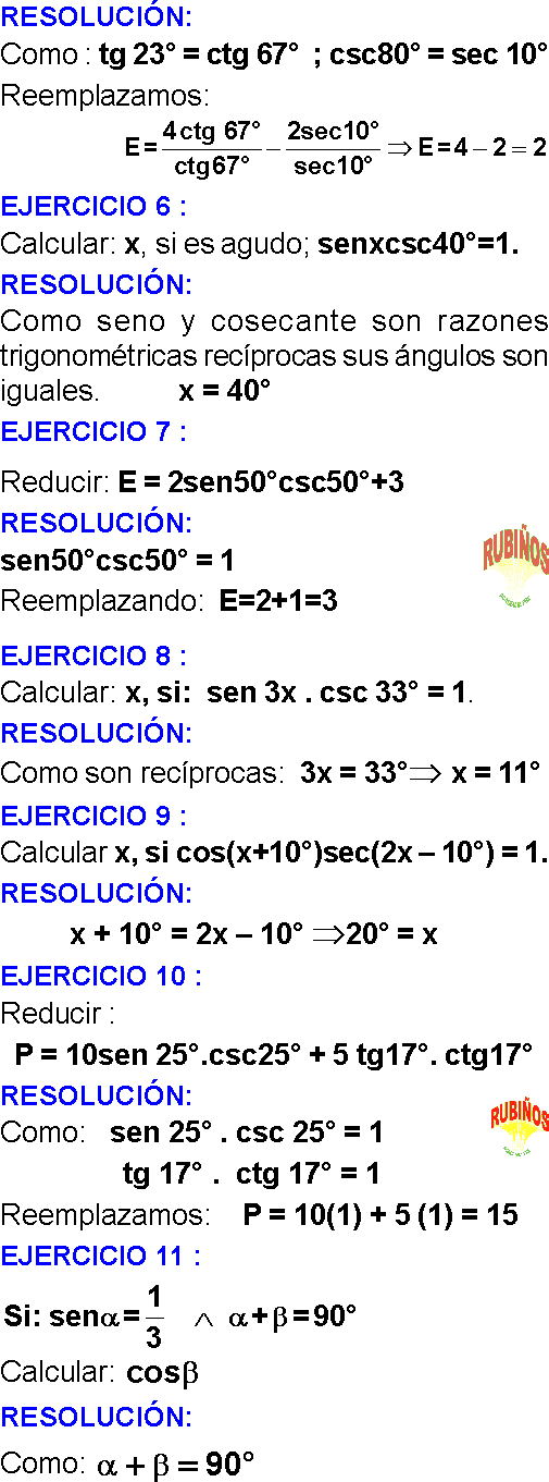 Propiedades De Las Razones TrigonomÉtricas Ejercicios Resueltos De