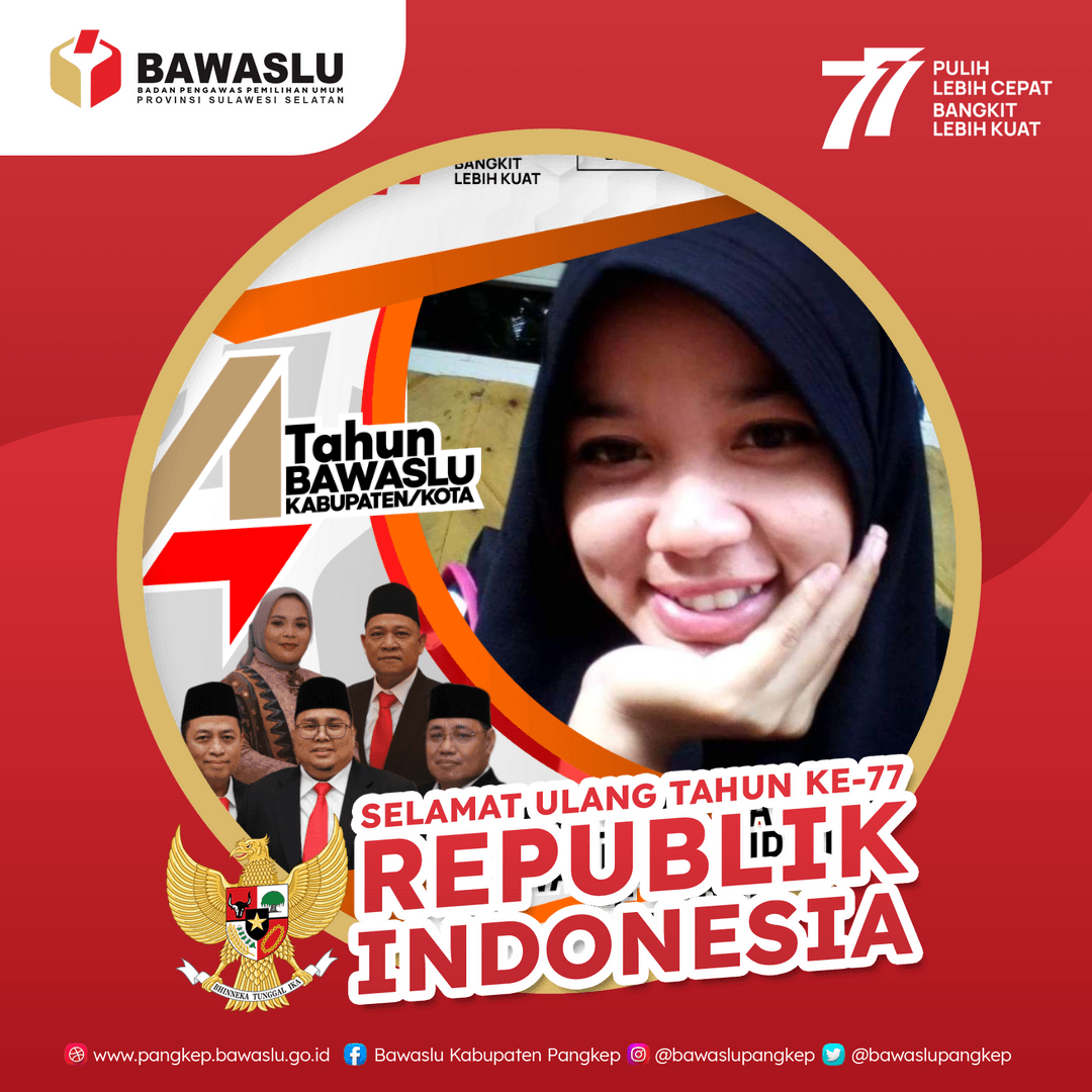 Twibbon Hut Ri Ke 77 Bersama Bawaslu Indonesia 2022 Design Aestethic