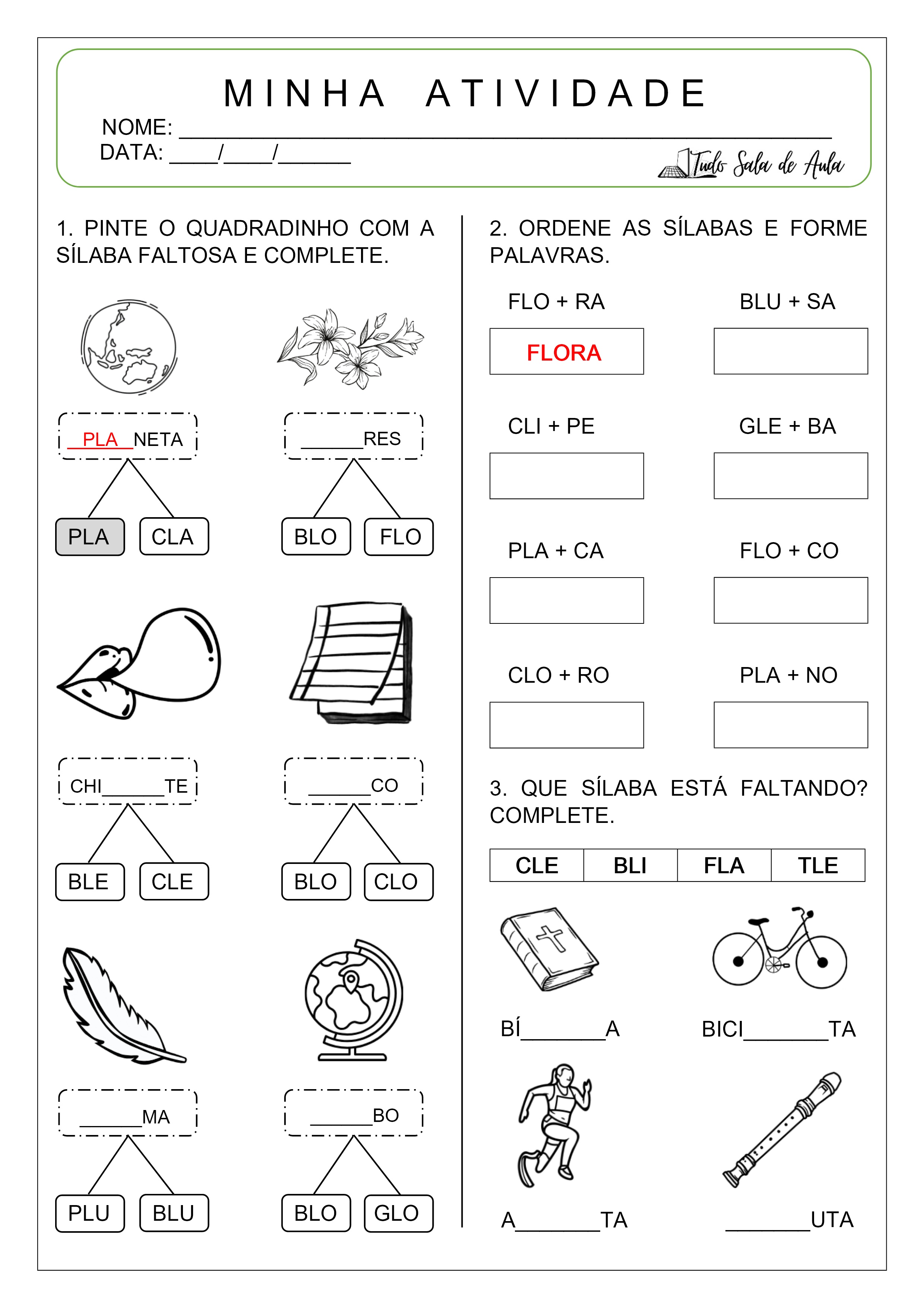 Atividades Com Silabas Complexas Silabas Complexas At