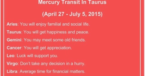 Astrosage Magazine Mercury Transiting Into Taurus Tomorrow Discover